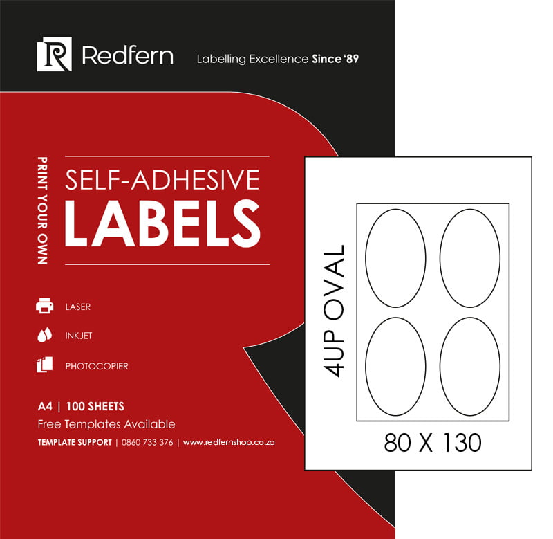 Oval 4up A4 Inkjet Laser Labels | Redfern Labels | South Afr