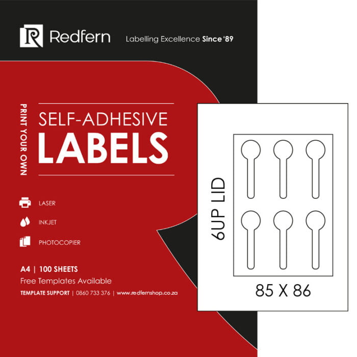 6UP Bordered Label Template | Redfern Labels | South Africa