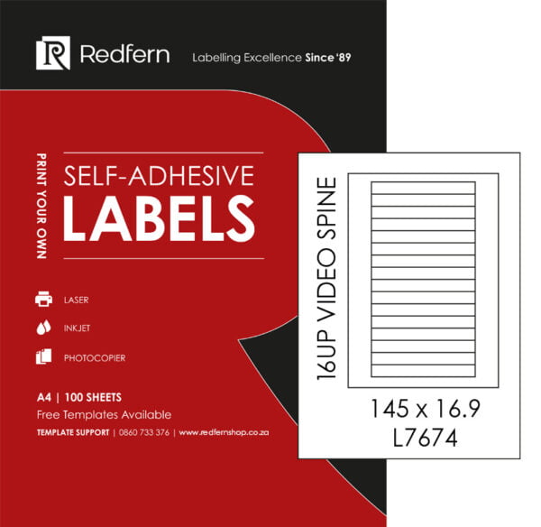 Narrow 16up A4 Self-Adhesive Labels - Redfern | South Africa