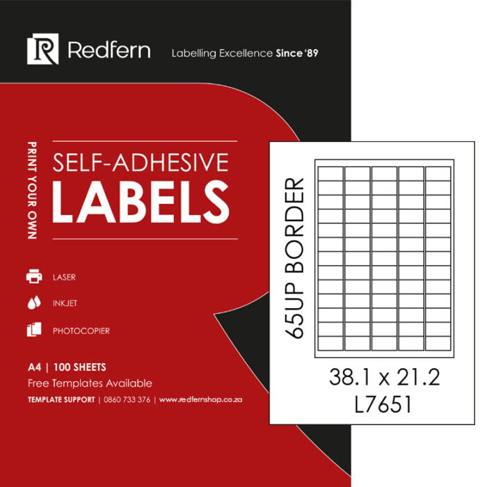 14UP Bordered Label Template | Redfern Labels | South Africa